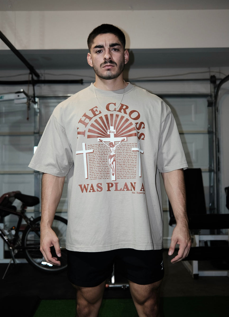 ‘The Cross Was Plan A’ Drop Shoulder - Oatmeal – Malta Apparel